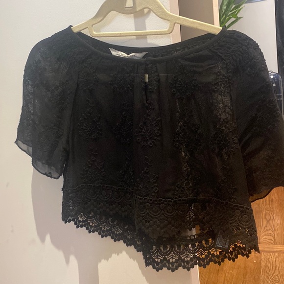 Zara | Tops | Zara Black Lace Sheer Top | Poshmark